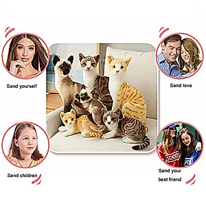 GUDVES Siamese Cat Stuffed Animal, Shorthair Cat Realistic Plush Cat Stuffed Toys, Gift for Kids 12inches (A)