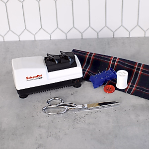 Chef's Choice Scissorpro Electric Professional with Diamond Hone Features Precise Angle Guides Sharpens a Variety of Household Scissors, 2-Stage, White