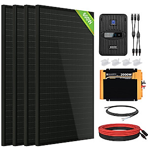 ECO-WORTHY 600W 12V Solar Panel Kit for RV Trailer Workshop: 4pcs 150W Solar Panels + 1pc 40A MPPT Charge Controller + 12V 2000W Solar Inverter + Accessories Needed