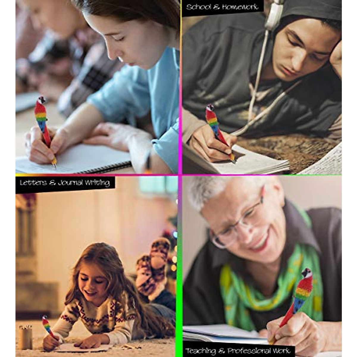 Planet Pens Red Parrot Novelty Pen - Fun Unique Kids and Adults Ballpoint Pen, Tropical Wildlife Animal Writing Pen Instrument For School & Office Desk Decor Accessories