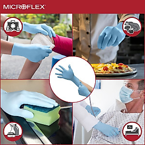 MICROFLEX 10-733 Daily Defense Disposable Rubber Gloves for Cleaning, Food Prep, First Aid - Medium, Blue (Box of 100)