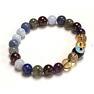 Crystals For Anxiety Stretch Bracelet | Universal Birthstone | Throat & Third Eye Chakra