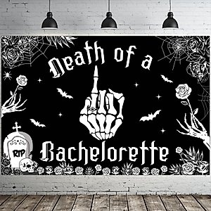 Wonmelody Death of A Bachelorette Banner Backdrop Decor Till Death Do Us Bachelorette Party Decor Rip Single Life Bachelorette Supplies for Bride or Die Gothice Wedding Bridal Shower Engagement