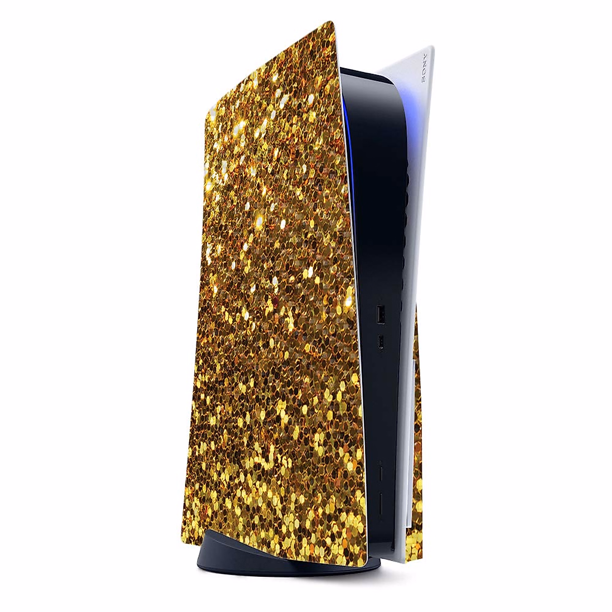 MightySkins Carbon Fiber Gaming Skin for PS5 / Playstation 5 - Gold Dazzle | Durable Textured Carbon Fiber Finish | Easy to Apply and Change Style | Made in The USA