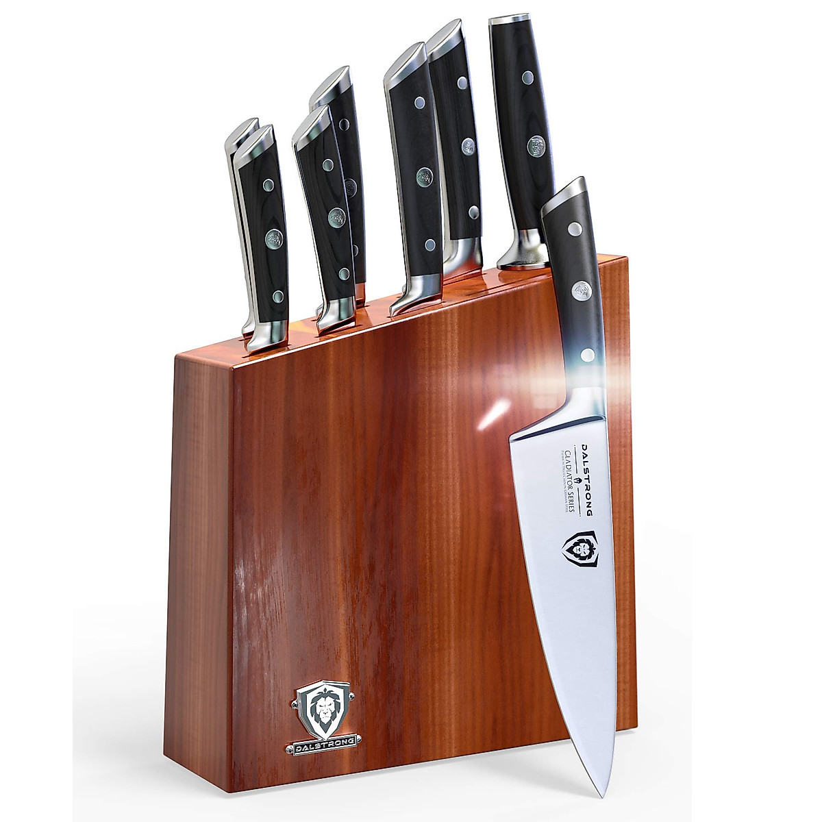 The Gladiator Series Elite 8-Piece Knife Block Set Gift Set Bundled with The Dalstrong Premium, Extra-Large Whetstone Kit - #6000/#1000 Grit with Stand