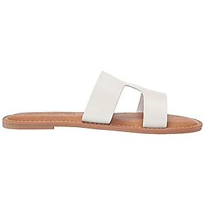 Amazon Essentials Women's Flat Banded Sandal, White, 9