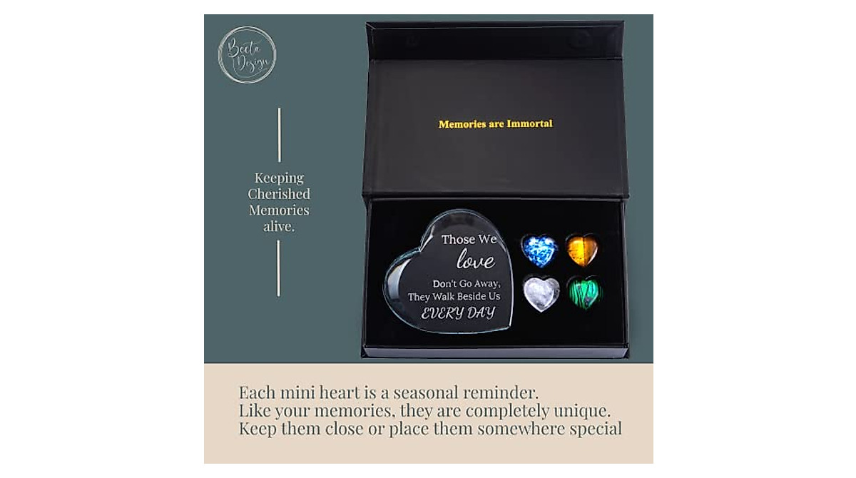 Memorial Gifts - Hand-Carved Seasonal Stones & Glass Heart | BECTA DESIGN