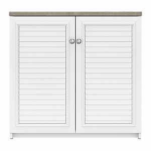 Bush Fairview 30.71-Inch Small Storage Cabinet with 3 Shelves, Shiplap Gray/Pure White (WC53696-03)