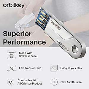 Orbitkey - USB 3.0 - Fast Transfer USB - 46.25 x 12.5 x 3.75 mm - Fast Transfer Chip, Slim Profile, Compatible with All Orbitkey Products