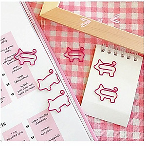 ISKYBOB 40 Pieces Mini Cute Pig Shaped Paper Clips Bookmark Funny Office Supplies,Pink