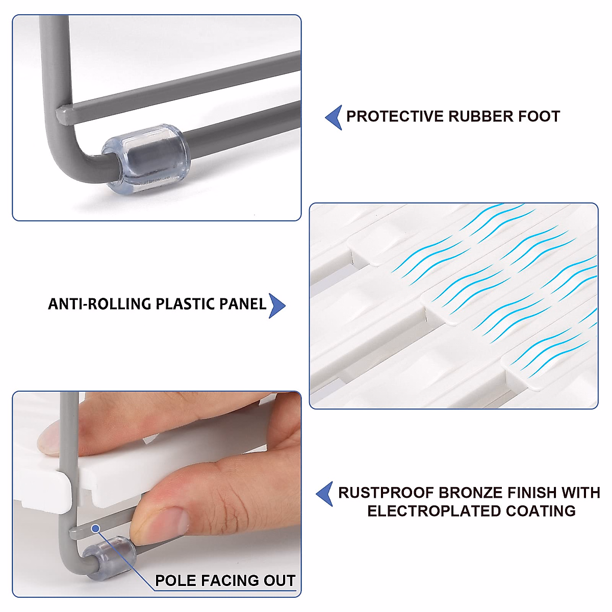 Vibrille Expandable Water Bottle Organizer for Cabinet - Height Adjustable 3-Shelf Water Bottle Storage Holder Rack for Kitchen Organization, White