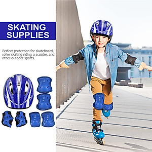 CLISPEED Kids Helmet with Sports Gear Set Knee Elbow Pads Wrist Guards Toddler Helmet for 3-8 Years Old Boys Girls Cycling Scooter Skateboard Roller Skating