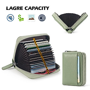 GHGMAO 20 Card Slots Credit Card Wallets for Women Credit Card Holder Ladies Card Case Female Wallet Small Genuine Leather Organizer Id Card Wallet Zipper Purse Case