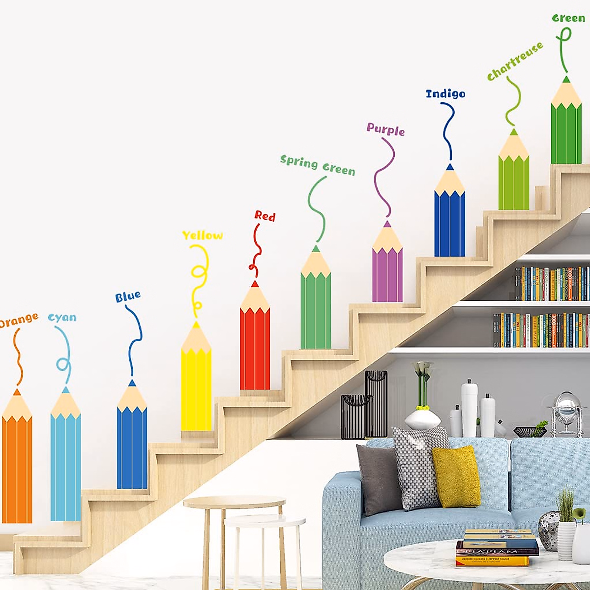 Multicolor Crayons Wall Decal Colorful Inspirational Wall Stickers DIY PeeI and Stick Pens Wall Decals Nursery Wall Sticker for Babys Kids Bedroom Living Room Classroom Office Kitchen Playroom Home