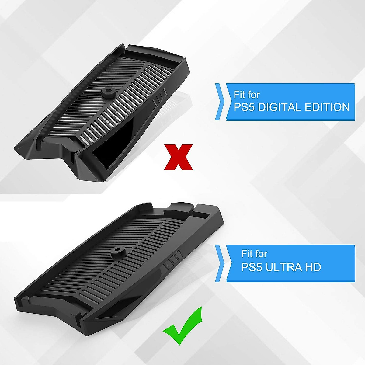 Younik Vertical Stand for PS-5 Ultra HD Console with Built-in Cooling Vents and Non-Slip Feet - CD-ROM Version(Black)