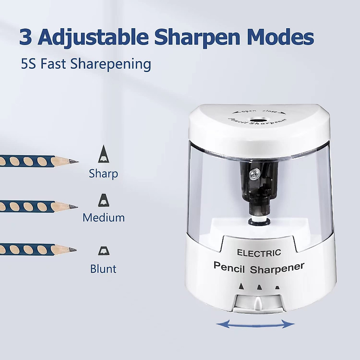Zankocat Electric Pencil Sharpener, Battery (Not Included) USB Powered Small Portable for NO.2 and Colored Pencils, Automatic and Durable for Classroom, Home, Office, 3 Different Sharpness Options (White)