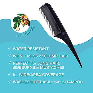 RED by Kiss Quick Cover Root Touch Up Comb Type Water-Resistant Temporary Gray Concealer Cover Up Brush for Hair and Beard (Black)