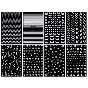 JMEOWIO 8 Sheets French Tip Nail Art Stickers Decals Self-Adhesive Pegatinas Uñas White Line Nail Supplies Nail Art Design Decoration Accessories