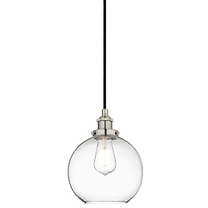 Linea di Liara Primo Large Brushed Nickel Glass Globe Pendant Light Fixture Farmhouse Pendant Lighting for Kitchen Island Mid Century Modern Ceiling Light Clear Glass Shade, UL Listed