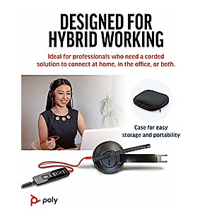 Poly Blackwire 5220 USB-A Wired Headset (Plantronics) - Flexible Noise-Canceling Boom Mic - Ergonomic Design - Connect to PC/Mac, Mobile via USB-A or 3.5 mm - Works w/Teams, Zoom - Amazon Exclusive