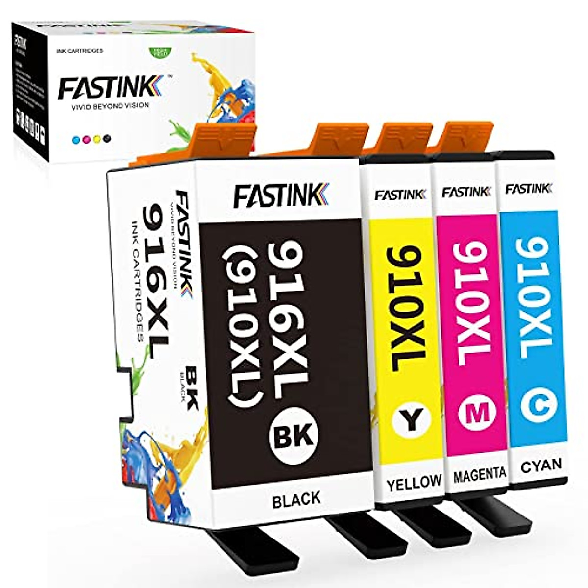 FASTINK Remanufactured HP 910XL 916XL Ink Cartridges Combo Pack Replacement for HP 910 916 XL with HP OfficeJet Series 8010 8015 8018 8022 HP OfficeJet Pro Series 8020 8025 8028 8035 Printers,4 Pack