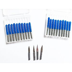 F.L.S 20pcs 10° 15° 20° 30° 3.175mm Carbide PCB Engraving Drill Bits CNC Bit Router Tool 0.1mm