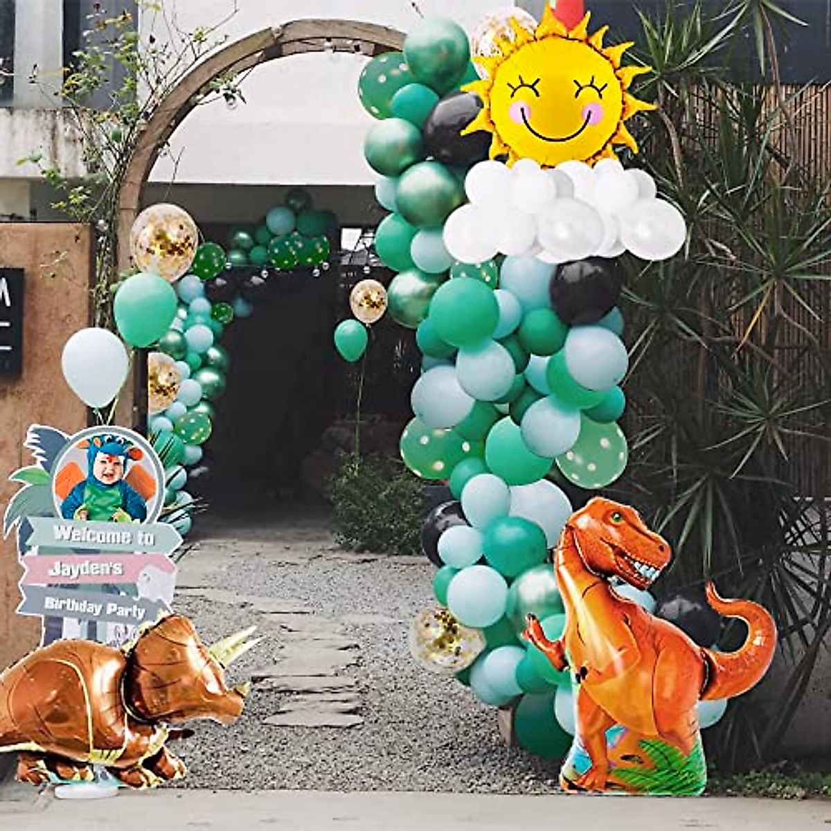 Dinosaur Birthday Party Supplies, 63PCS Dinosaur Party Decorations with Happy Birthday Balloons for Boys Green Dino Themed Party 1st 2nd 3rd Birthday Baby Shower