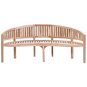 vidaXL Solid Teak Wood Banana Bench Garden Outdoor Patio Balcony Backyard Terrace Living Room Seat Lounge Seating Wooden Home 78.7"