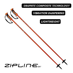Ski Poles Graphite Carbon Composite - Zipline Blurr 16.0 - U.S. Ski Team Official Supplier (Orioles Orange, 44" in./112 cm)