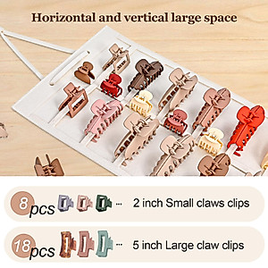 Lolalet Hair Claw Clip Organizer, 1 Pack Hanging Hair Clip Organizer Storage for Women Girl, Wall-Mounted Hair Claw Clip Holder Organizer, Claw Clip Storage Display for Wall Door Closet -Beige