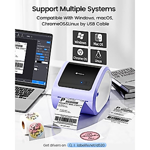 Phomemo Bluetooth Thermal Label Printer 4X6 - D520BT Wireless Shipping Label Printer Build-in Holder, Thermal Label Maker for Return Shipping Package, Compatible with Amazon, USPS, Shopify, Ebay