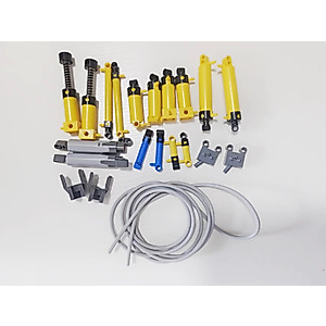 Goshfun 19Pcs 10-Kinds MOC Pneumatic Parts Bricks with Air Pump Push Rod Switch Piston Air Pipe, Building Blocks Toy Set , Random Color of Air Pipe