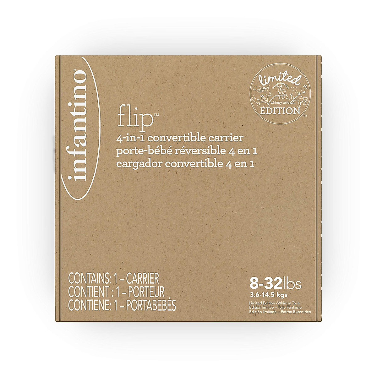 Infantino Limited Edition Flip 4-in-1 Baby Carrier | Woodland Toile 4-Position Infant Carrier with (2) Terry Cloth Strap Wraps & (1) Muslin Bib/Slip Cloth. Machine Washable., Blue