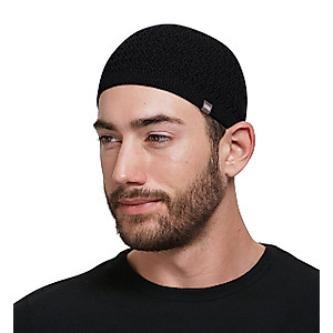 Candid Signature Apparel Skull Caps for Men & Women with Zigzag Knit | 100% Breathable Cotton Beanie Kufi Skully Caps (Black (Zigzag))