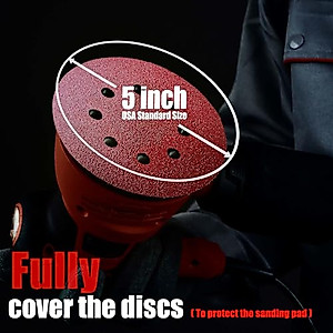 Faoyoon Sanding Disc 5 Inch 8 Hole, 100 Pcs Orbital Sanding Discs Hook and Loop, Sandpaper for Wood, 40 60 80 120 220 Grit Sand Paper for Random Orbital Sander
