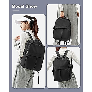 wepadre Black Travel Laptop Backpack For Women Men Sports Gym Backpack With Laptop Compartment College Backpacks For Women Waterproof Aesthetic Carry On Backpack For Traveling On Airplane