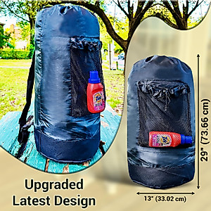 Backpack Laundry Bag, Shoulder Straps and Mash Pocket, Travel Laundry Bag, Nylon Oxford Cloth, Heavy-duty Laundry Bag (Black)