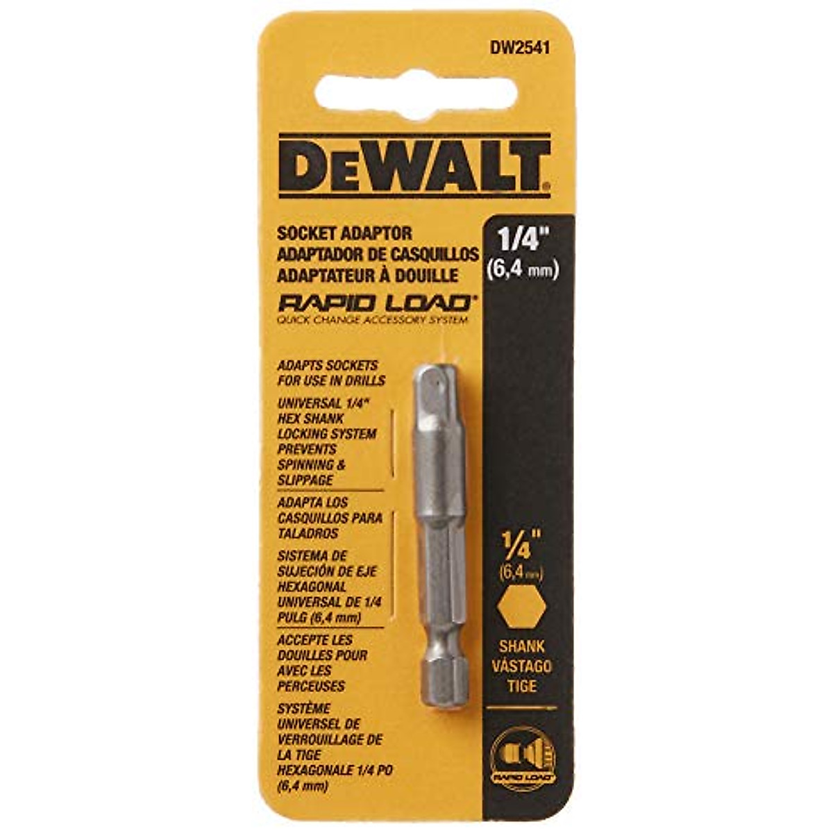 DEWALT Hex Socket Adapter (DW2541), Silver, 1/4-Inch