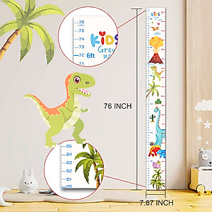 Eichzer Baby Height Growth Chart, Premium Handing Ruler Home Nursery Wall Decor for Kids, 76" x 8" Growth Tracker for Children Height Record, Boys & Girls Playroom Decoration Sticker (Dinosaur)