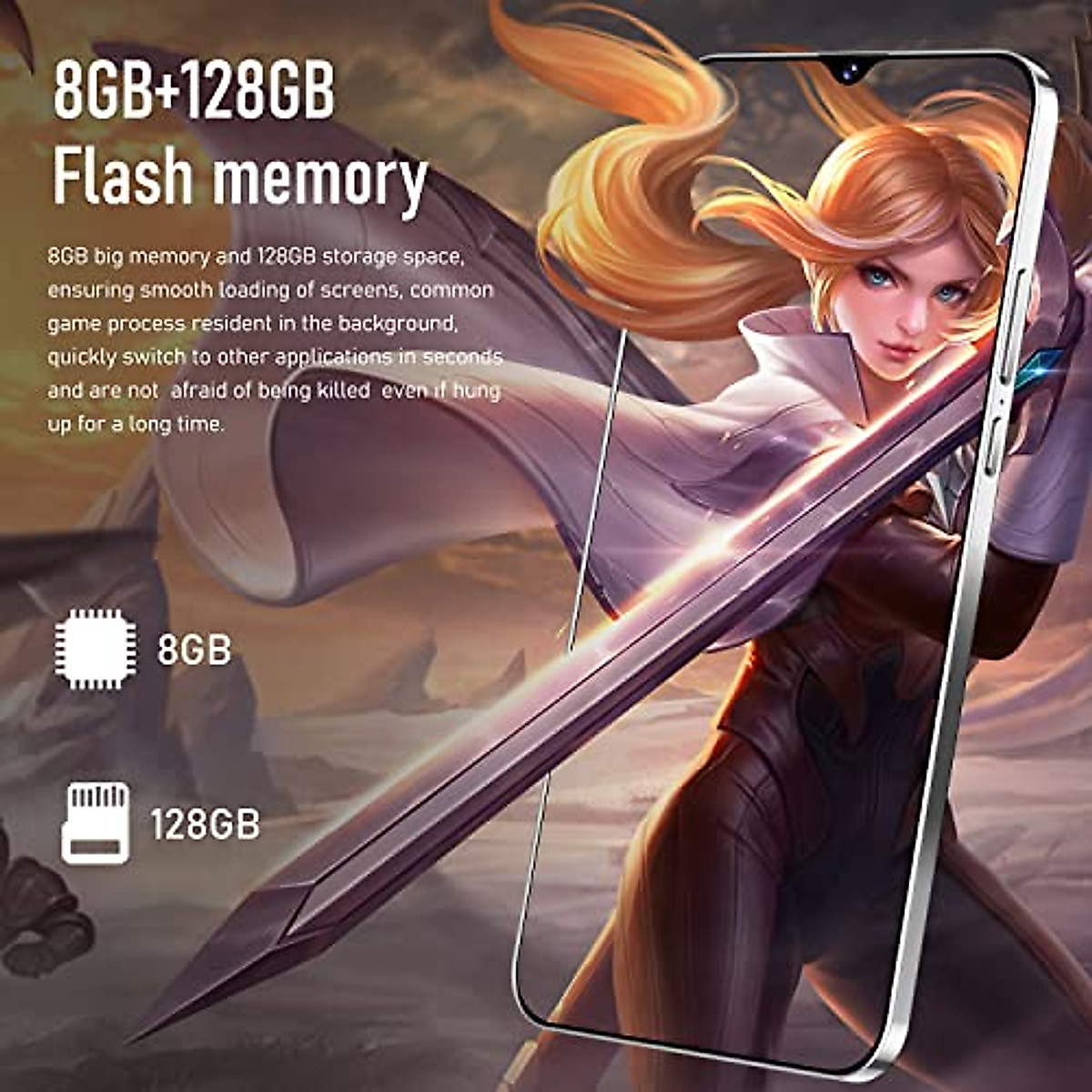 BLACKCYBER MI13 Pro 5G Unlocked Cellphone Android Smartphone, 6.7'' FHD LCD Display Screen, 8MP+16MP Camera, 4000mAh Long Battery Life, Dual Sim Card (8GB+128GB, Green)