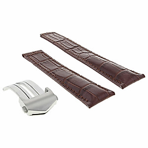Ewatchparts 19mm Leather Watch Band Strap Compatible With Tag Heuer Carrera Twin Time Calibre 7 Watch Brown