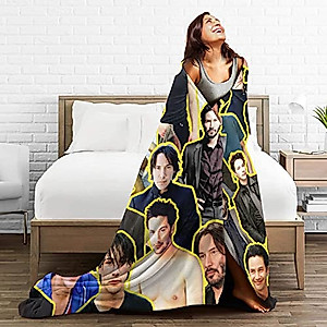 Blanket Keanu Reeves Soft and Comfortable Warm Fleece Blanket for Sofa, Office Bed car Camp Couch Cozy Plush Throw Blankets Beach Blankets