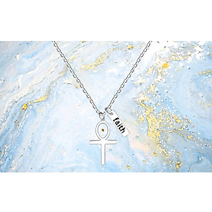 Uloveido Stainless Egyptian Ankh Cross Necklace Faith Jewerly Mustard Seed Pendant Christian Graduation Gifts Y559 (Oval Cross)