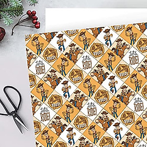 InThink Pack of 5 Gift Wrapping Paper 20" x 30" Kraft Paper Durable Buzz Lightyear Woody Wrapping Paper Sheets Pack for Kids Birthday, Party Storage Festive Decoration (Khaki Cookies)