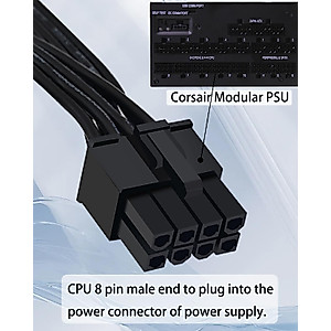 COMeap CPU Cable for Corsair PSUs, CPU 8 Pin Male to CPU 8 Pin (4+4 Detachable) Male EPS-12V Motherboard Power Adapter for Thermaltake ARESGAME Power Supply 25-inch(63cm)