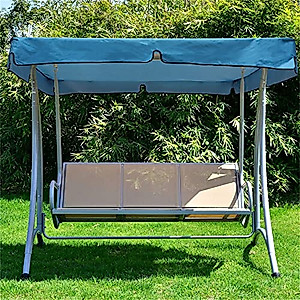 GWOKWAI Outdoor Swing Canopy Replacement, Waterproof Replacement Canopy Porch Top Cover Sunshade Chair Canopy Cover Shades for Outdoor Patio Garden Beach Pool Seat (Blue, XS:142 * 120 * 18CM)
