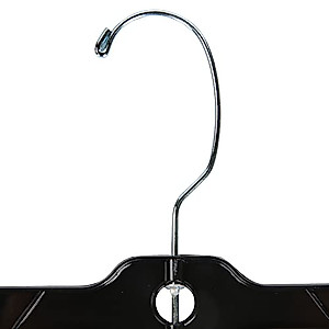 14 inch Black Plastic Skirt and Pants Hangers - Pack of 20 - with Chrome Swivel Hook/Hang Bar, Padded Clips - Great for Retail and Home Use - Holds Up to 6 Pounds