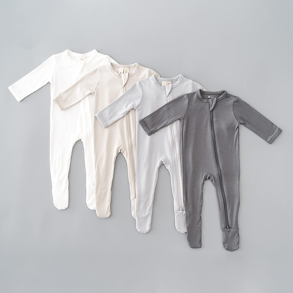 KYTE BABY Unisex Zipper Closure Footies, Rayon Made From Bamboo (6-12 Months, Cloud)