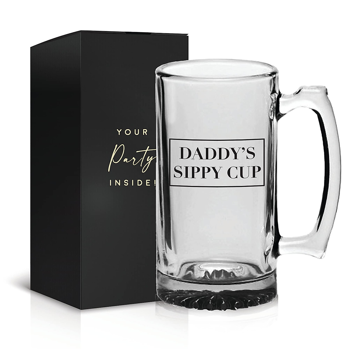 Your Dream Party Shop Daddy's Sippy Cup Beer Glass - 16oz Beer Mug - Funny New Dad Gifts For Men - Ideal Gifts For New Dad or Dad to Be Gifts - 1st Time Dad Gifts for Expecting Dad's - Handle