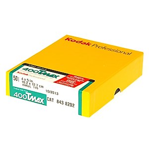 Kodak 843 8202 400 TMAX Professional ISO 400, 4X5 (50 Sheets) Black and White Film (Yellow)